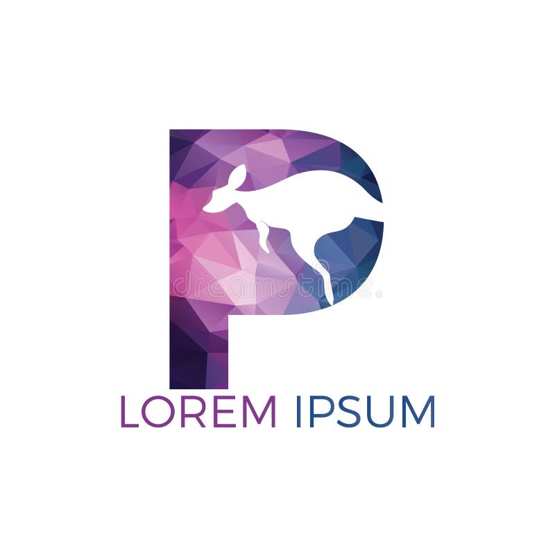 P Initial Letter with Kangaroo Logo Design. Stock Illustration ...