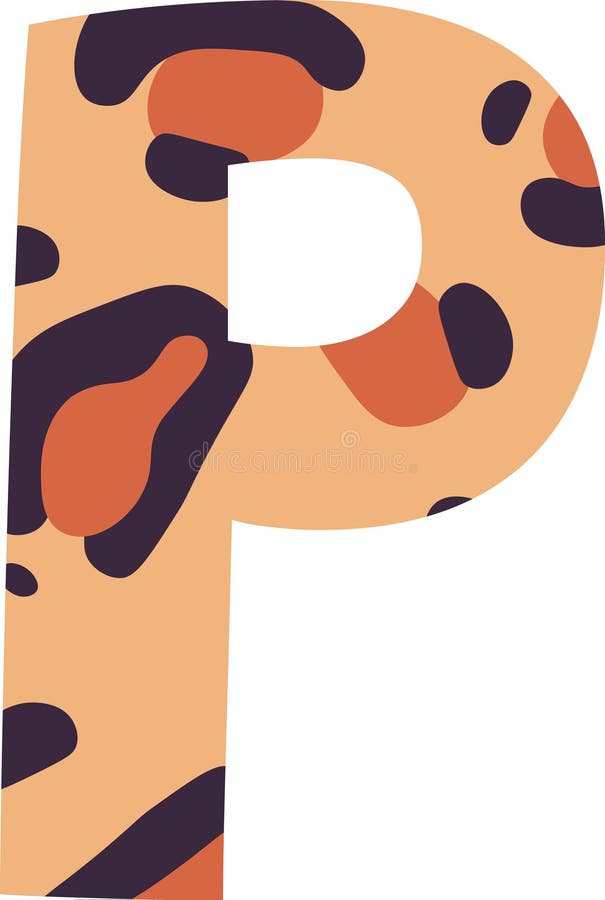 P Letter Alphabet with Leopard Skin Pattern Stock Vector - Illustration ...