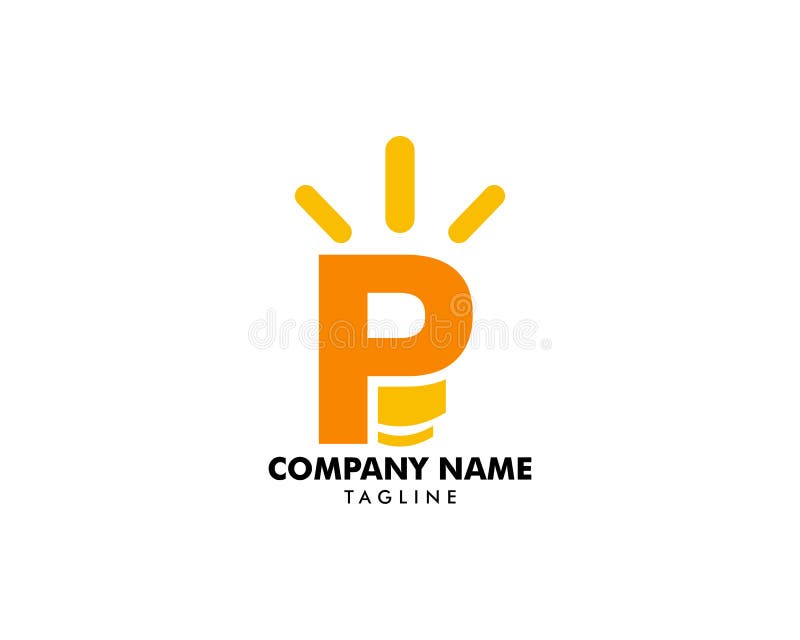 P Letter with Bulb Lamp Vector Logo Template Stock Vector ...