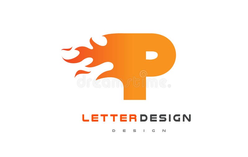 P Letter Flame Logo Design. Fire Logo Lettering Concept. Stock Vector ...