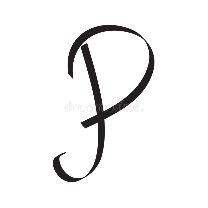 P Letter Initial Cursive Hand Written Calligraphy for Logo Brand Stock ...