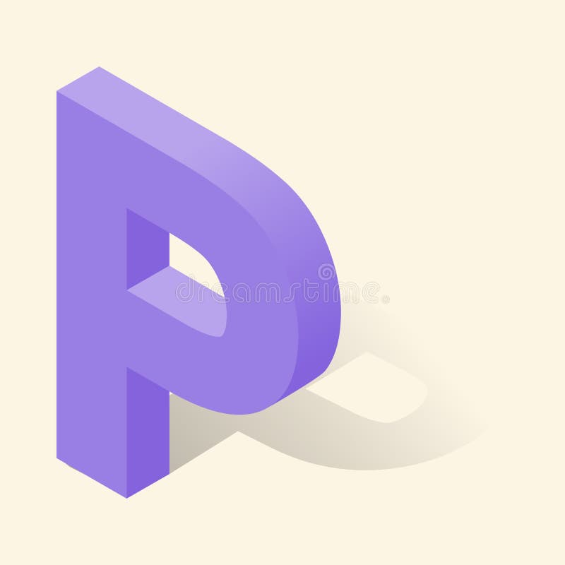 P Letter in Isometric 3d Style with Shadow Stock Vector - Illustration ...