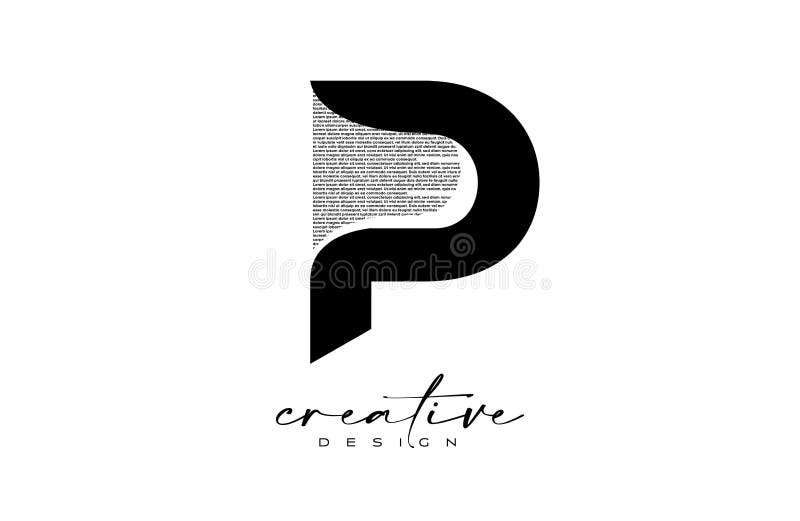 P Letter Logo Design with Creative Letter P Made of Black Text Font ...