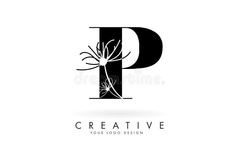 P Letter Logo Design with Elegant and Abstract Flowers Vector ...
