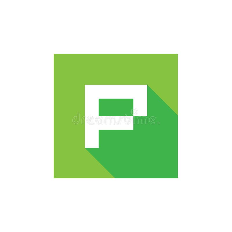 P Letter Logo, with Green Square Shape, Pixel Art Style, Square Style ...