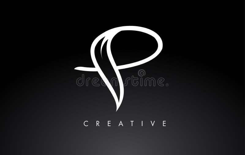 P Letter Logo with Monogram Leaf Concept in Black and White Colors ...