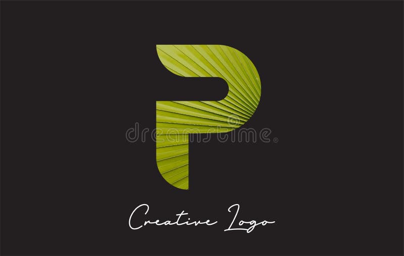 P Letter Logo with Palm Tree Leaf Pattern Design Stock Vector ...