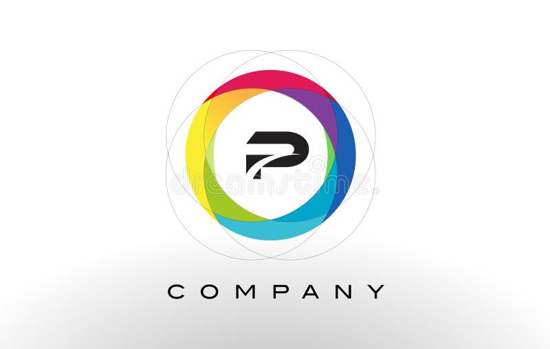 P Letter Logo with Rainbow Circle Design. Stock Vector - Illustration ...