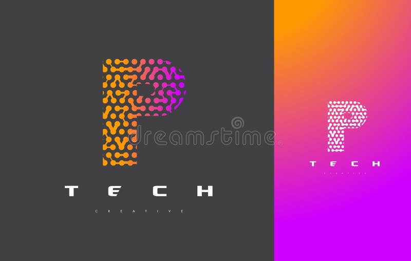 P Letter Logo Technology. Connected Dots Letter Design Vector. Stock ...