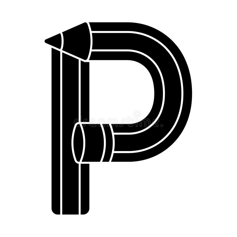 P Letter Pencil Letter Font. Stock Illustration - Illustration of sign ...