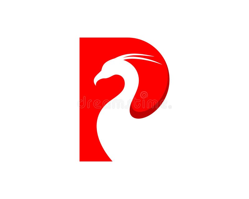 P Letter with Phoenix Head Inside Stock Illustration - Illustration of ...