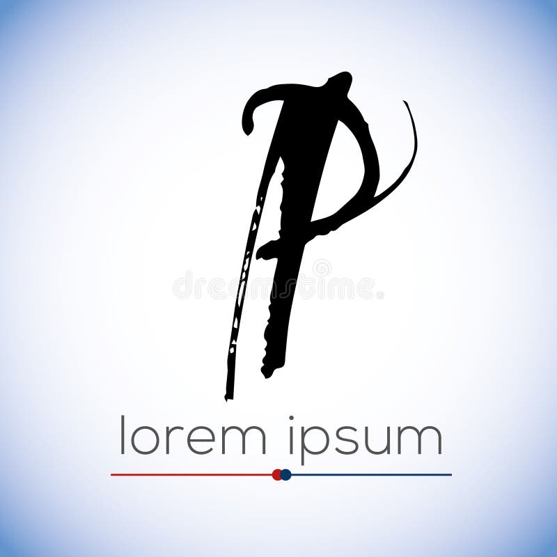 P Letter Stencil Hand Written Vector Logo Design Stock Vector ...
