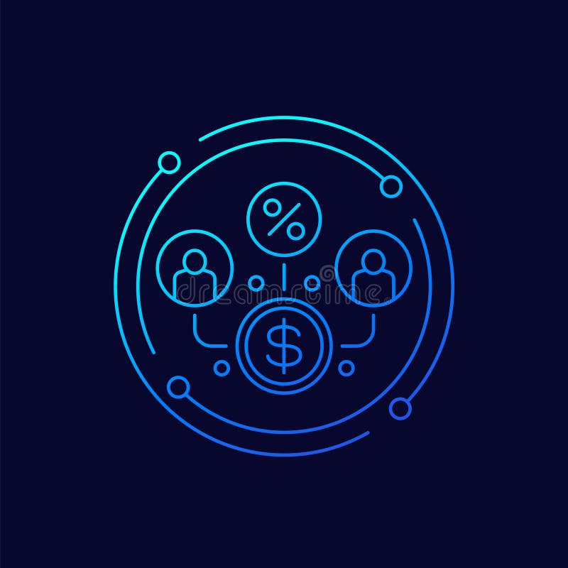 P2p Loan Icon, Peer-to-peer Lending Linear Design Stock Illustration ...