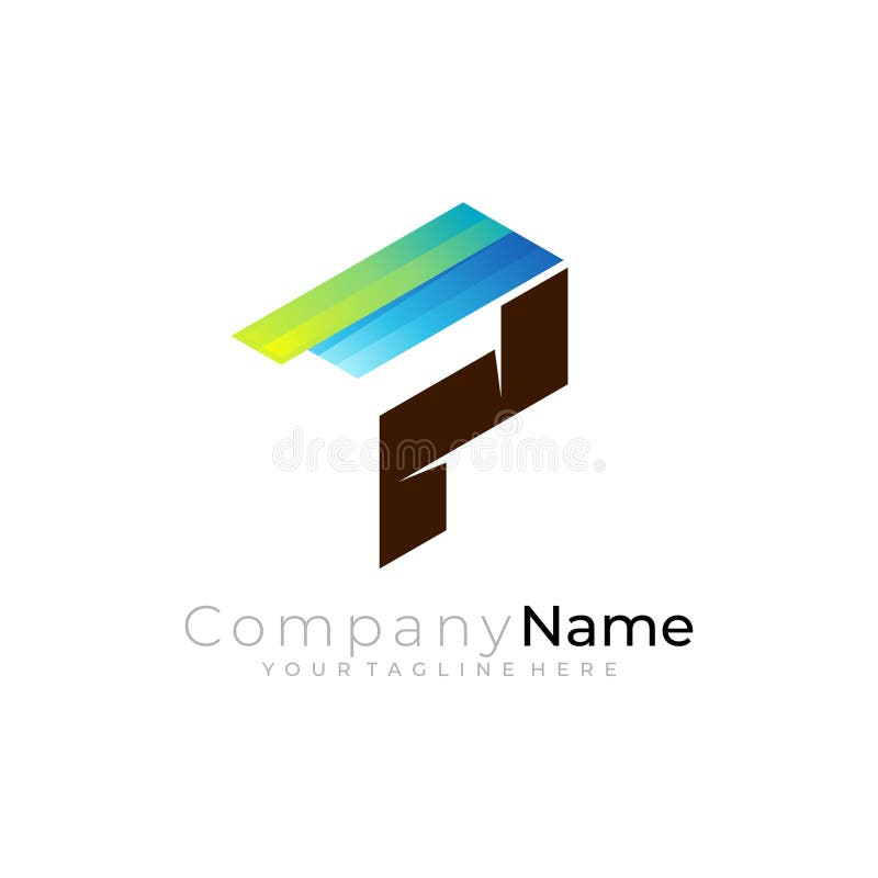 P Logo and Arrow Design Combination, 3d Colorful Stock Vector ...