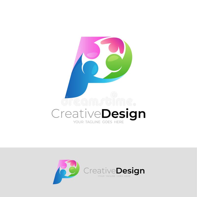 P Logo and Charity Design Combination, People Care Design Stock Vector ...
