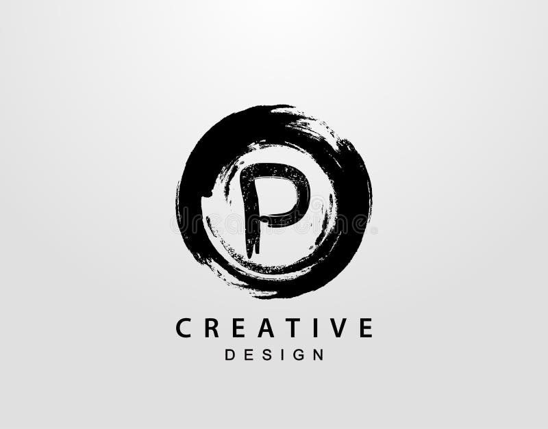 P Logo with Circle Splatter Element. VintageCircle Wave Logo Design ...