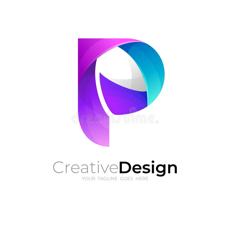 P Logo with 3d Colorful Design Vector, Modern Logos Stock Vector ...