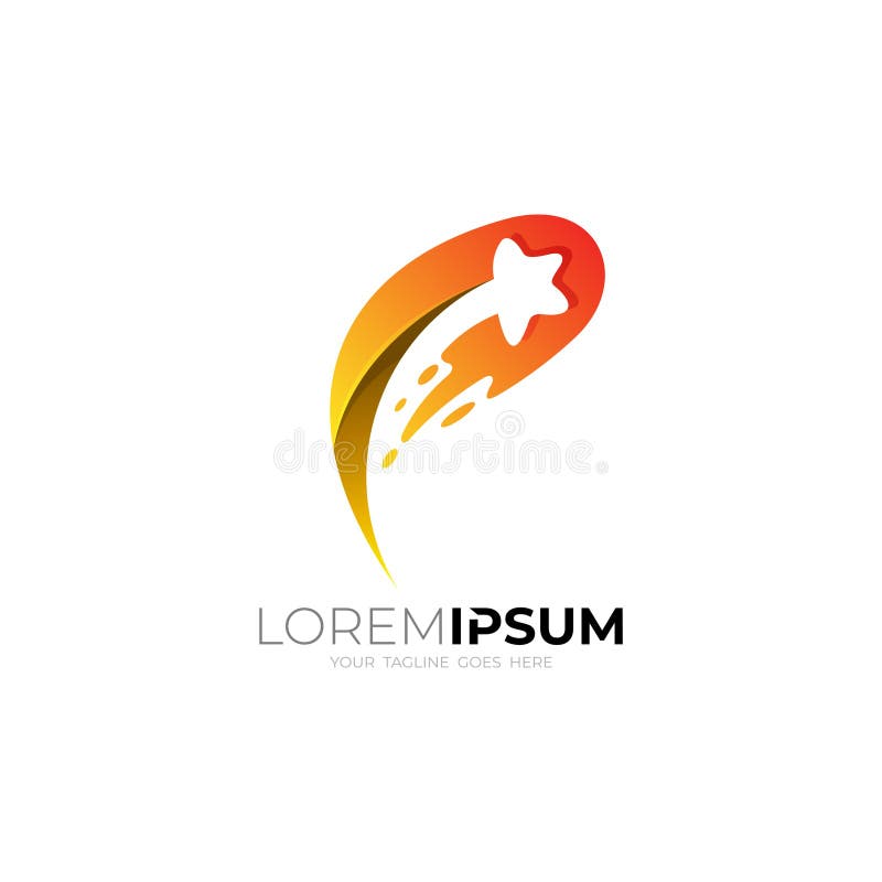 P Logo and Star Design Vector, Shooting Star Logo Stock Illustration ...