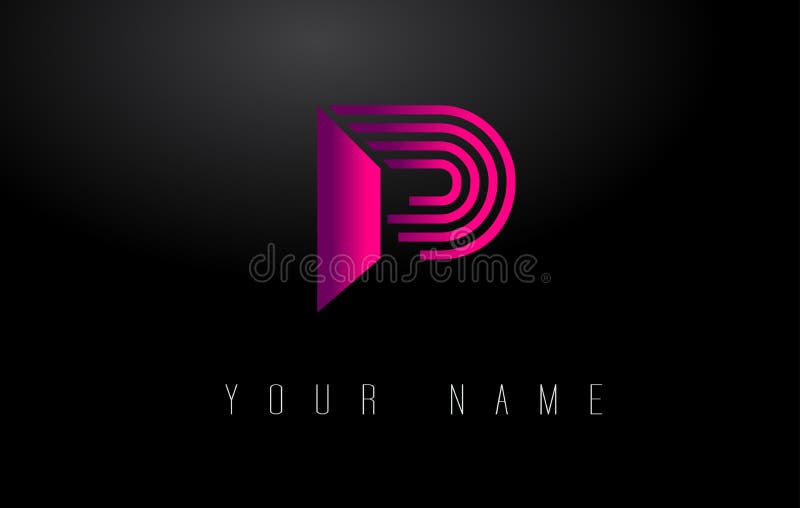 P Magenta Lines Letter Logo. Creative Line Letters Vector Template ...