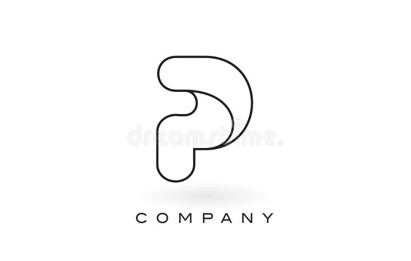 P Monogram Letter Logo with Thin Black Monogram Outline Contour. Stock ...