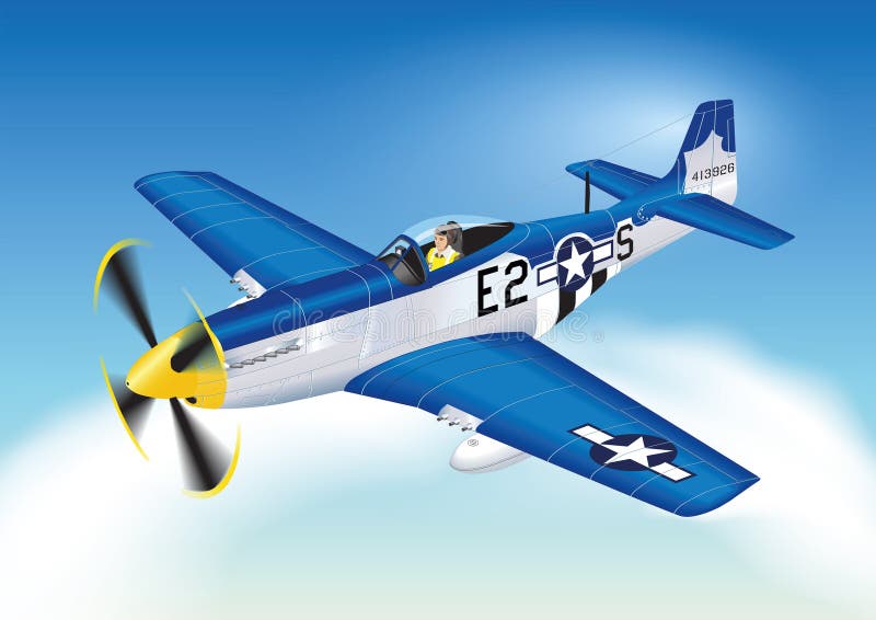 P-51 Mustang Fighter Plane Airborne in Isometric View. Stock Vector ...