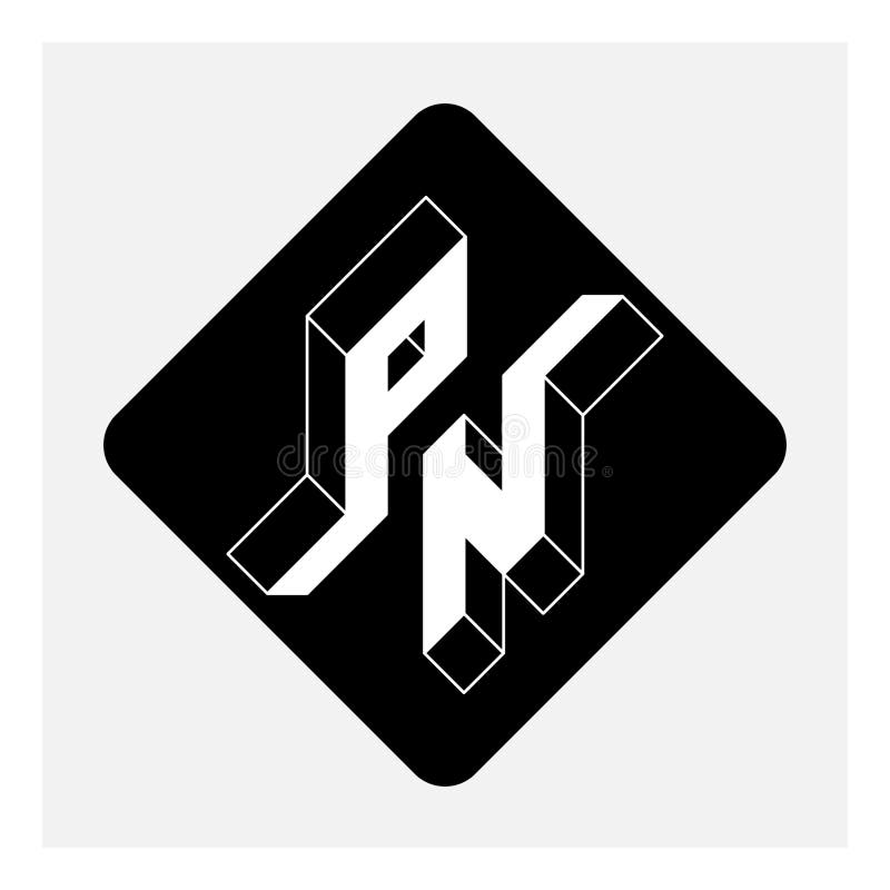 P and N - Monogram or Logotype. Isometric 3d Font for Design. Three ...