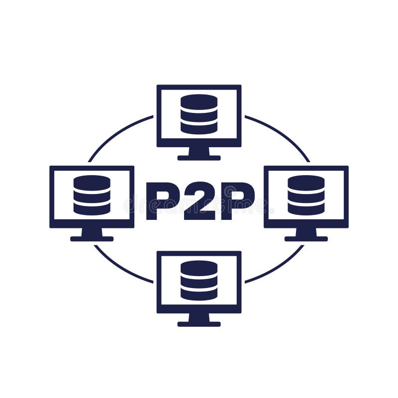 P2p Network, Peer To Peer Connection Icon Stock Illustration ...