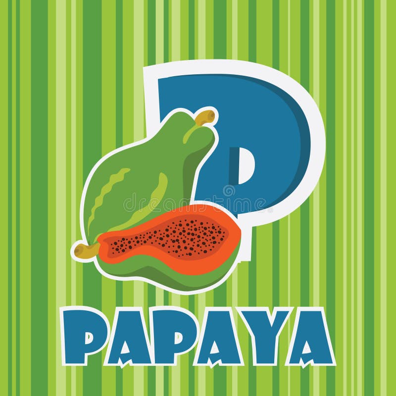 P for Papaya. Vector Illustration Decorative Background Design Stock ...