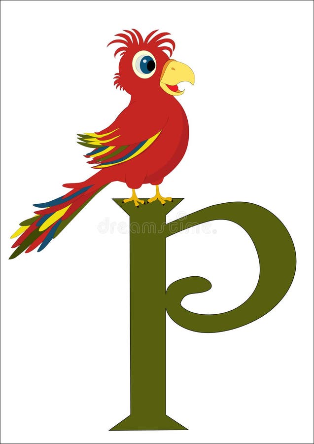 P for Parrot. Vector Illustration of Educational Alphabet Stock Vector ...