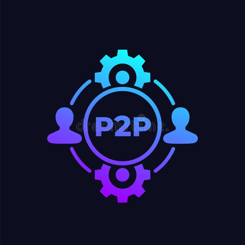 P2p, Peer-to-peer Icon on Dark Stock Vector - Illustration of direct ...