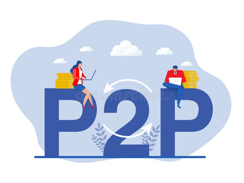 P2P or Peer To Peer Payments. Two Business Interacting with Each Other ...