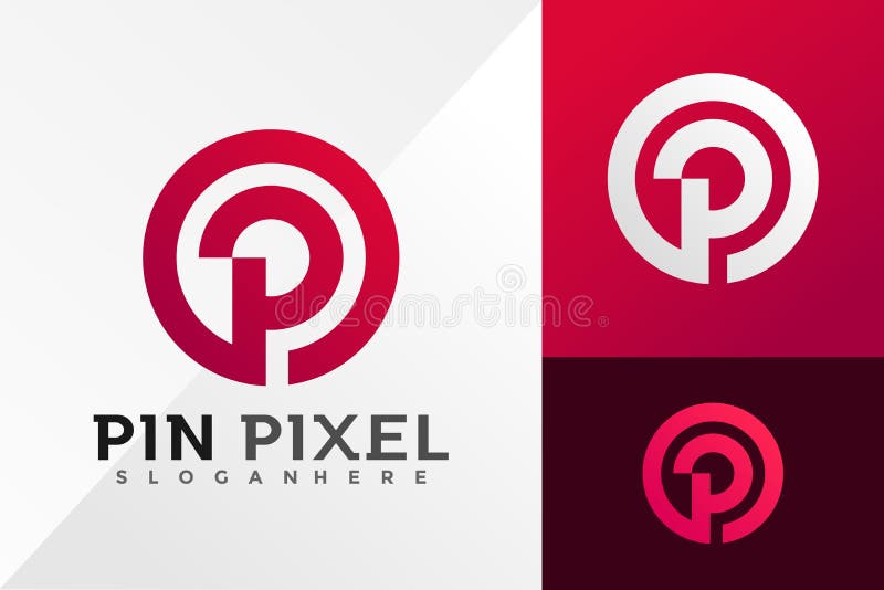 P Pin Pixel Creative Logo Design Vector Illustration Template Stock ...