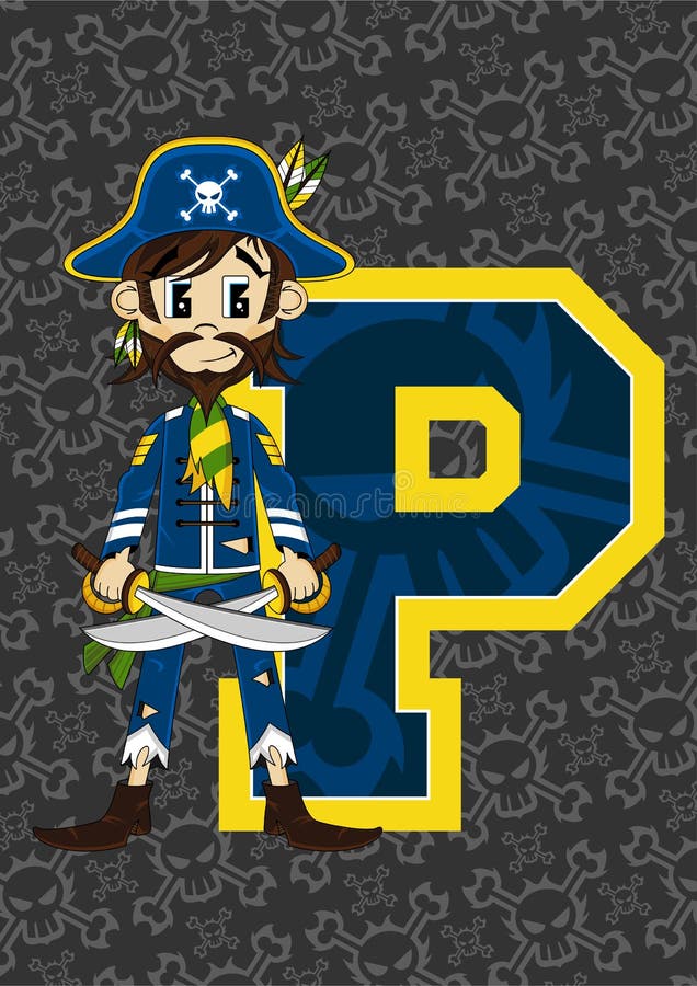 P is for Pirate stock vector. Illustration of bone, feather - 85181857