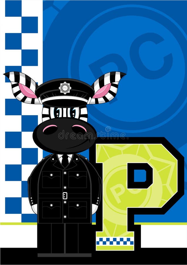 P is for Policeman - Zebra stock vector. Illustration of alphabet ...