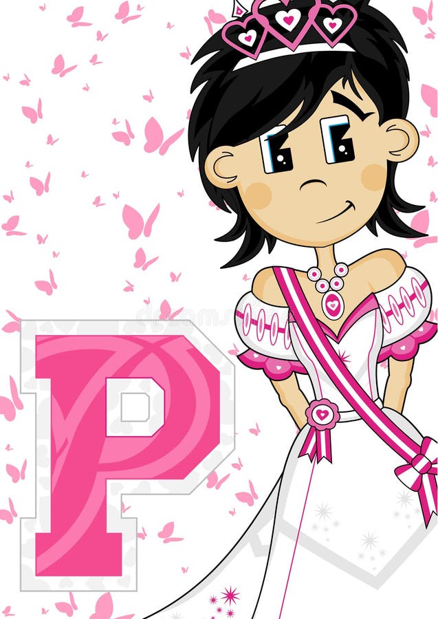 P is for Princess stock vector. Illustration of butterfly - 85686062
