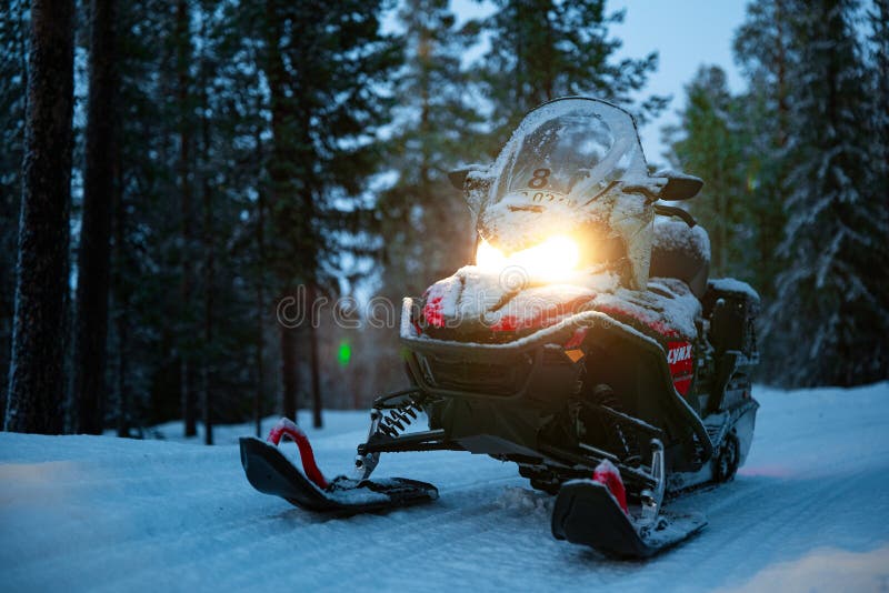 Snowmobile Ride through the Boreal Forest of Northern Sweden Stock ...