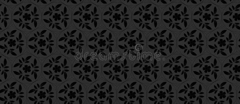 Seamless Pattern Floral Ornamental Decorative Geometric Shape Black ...