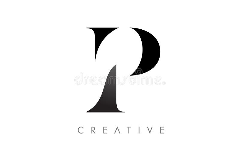 P Serif Letter Logo with Minimalist Design in Black and White Vector ...