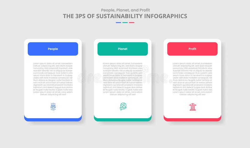 3P Sustainability Concept for Infographic with Drop Shadow Style with ...