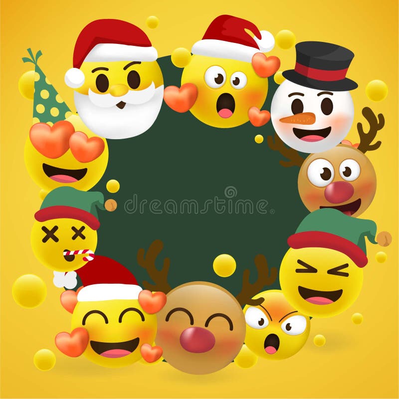 Christmas Emoji Set. Holiday Set of Christmas Face Icons with Different ...