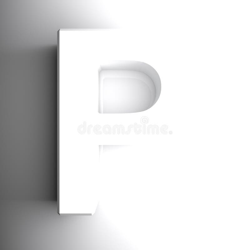 P White Letter Isolated on White Background - 3D Rendering Illustration ...