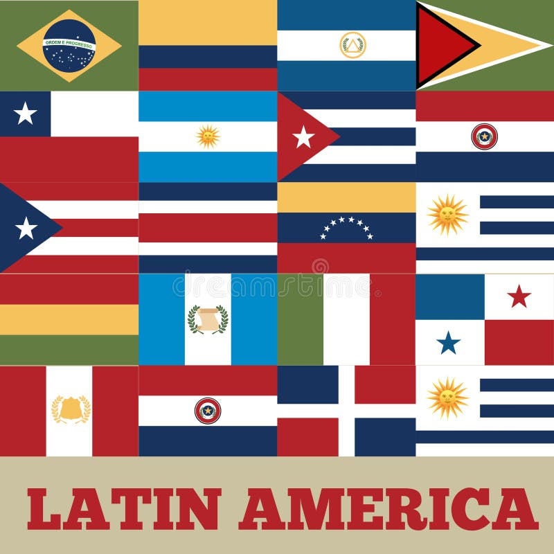 Bandeiras De Países Da América Latina Ilustração do Vetor - Ilustração ...
