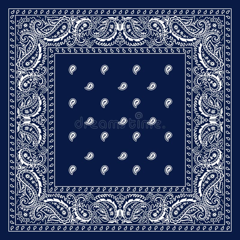 Pañuelo Azul Y Blanco Con Paisley Y Las Flores Cuadrado De La Impresión ...