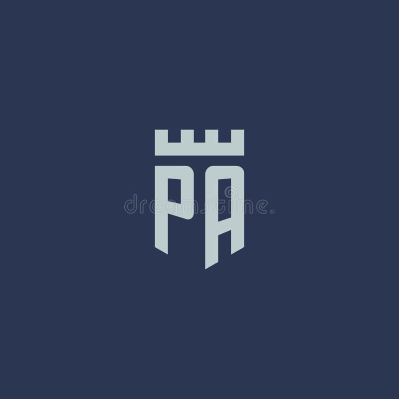 PA Logo Monogram with Fortress Castle and Shield Style Design Stock ...
