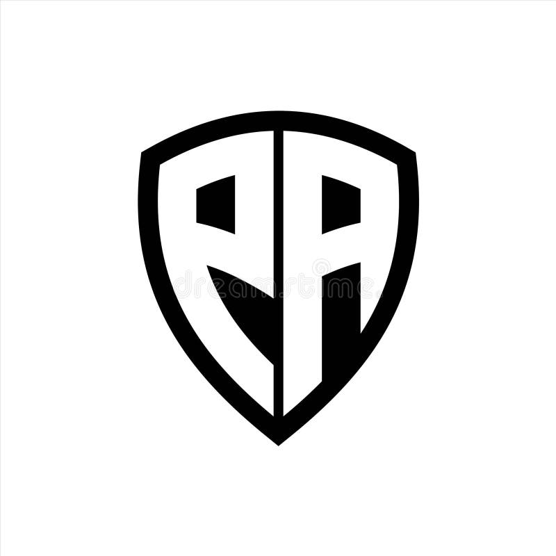PA Monogram Logo with Bold Letters Shield Shape with Black and White ...