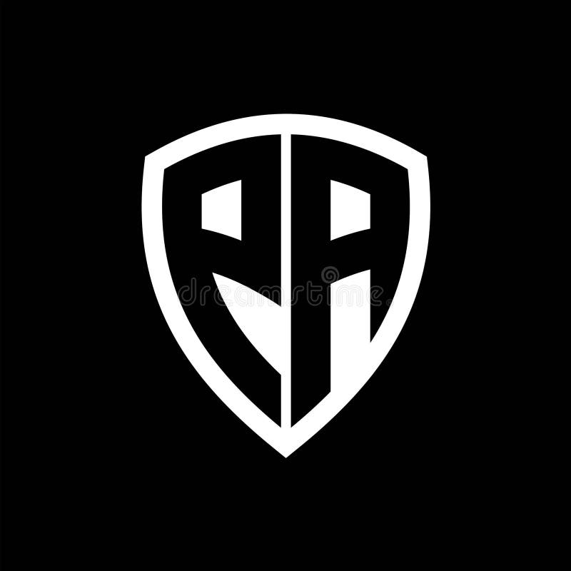 PA Monogram Logo with Bold Letters Shield Shape with Black and White ...