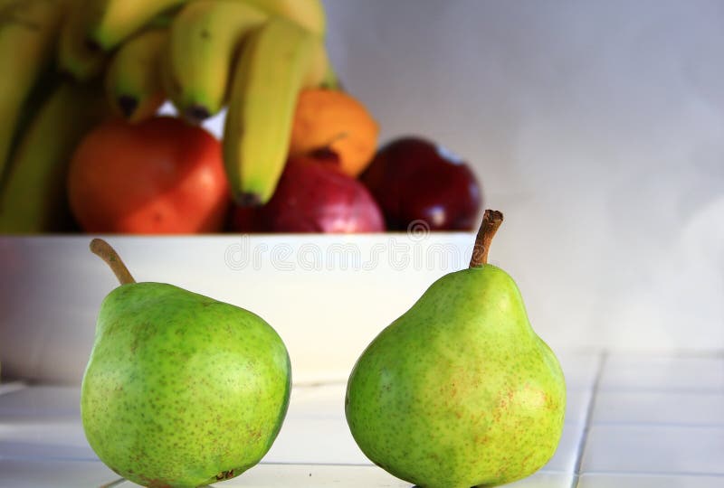 Paar Groene Peren in Een Keuken Stock Afbeelding - Image of koken ...