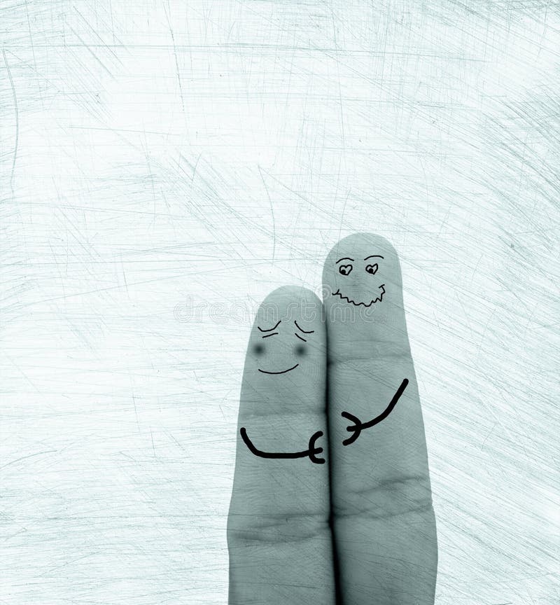 Paare In Der Liebe Gemalt Auf Fingern Stockfoto - Bild von fingern ...