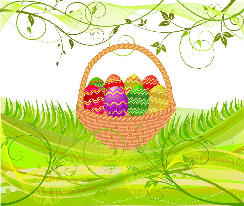 Paasei in mand - vector vector illustratie. Illustration of ...