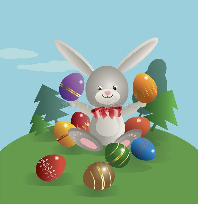 Paashaas 6 vector illustratie. Illustration of dier, bloemen - 68148163